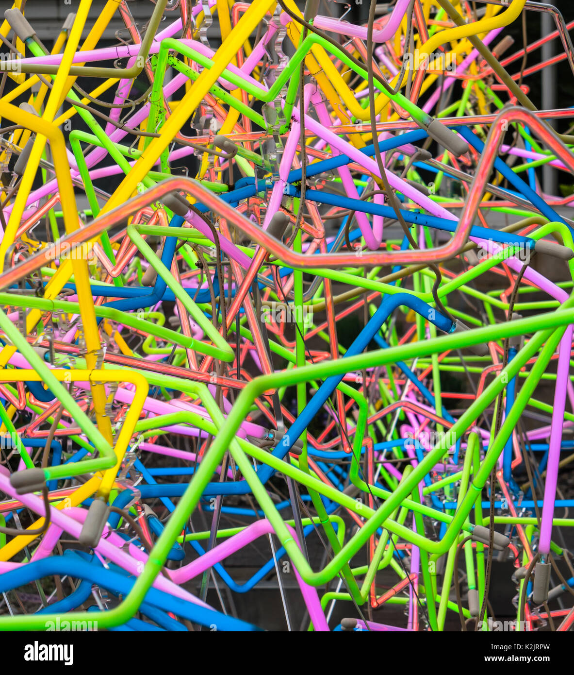Chihuly neon colored chaotic blown glass sculpture Stock Photo - Alamy