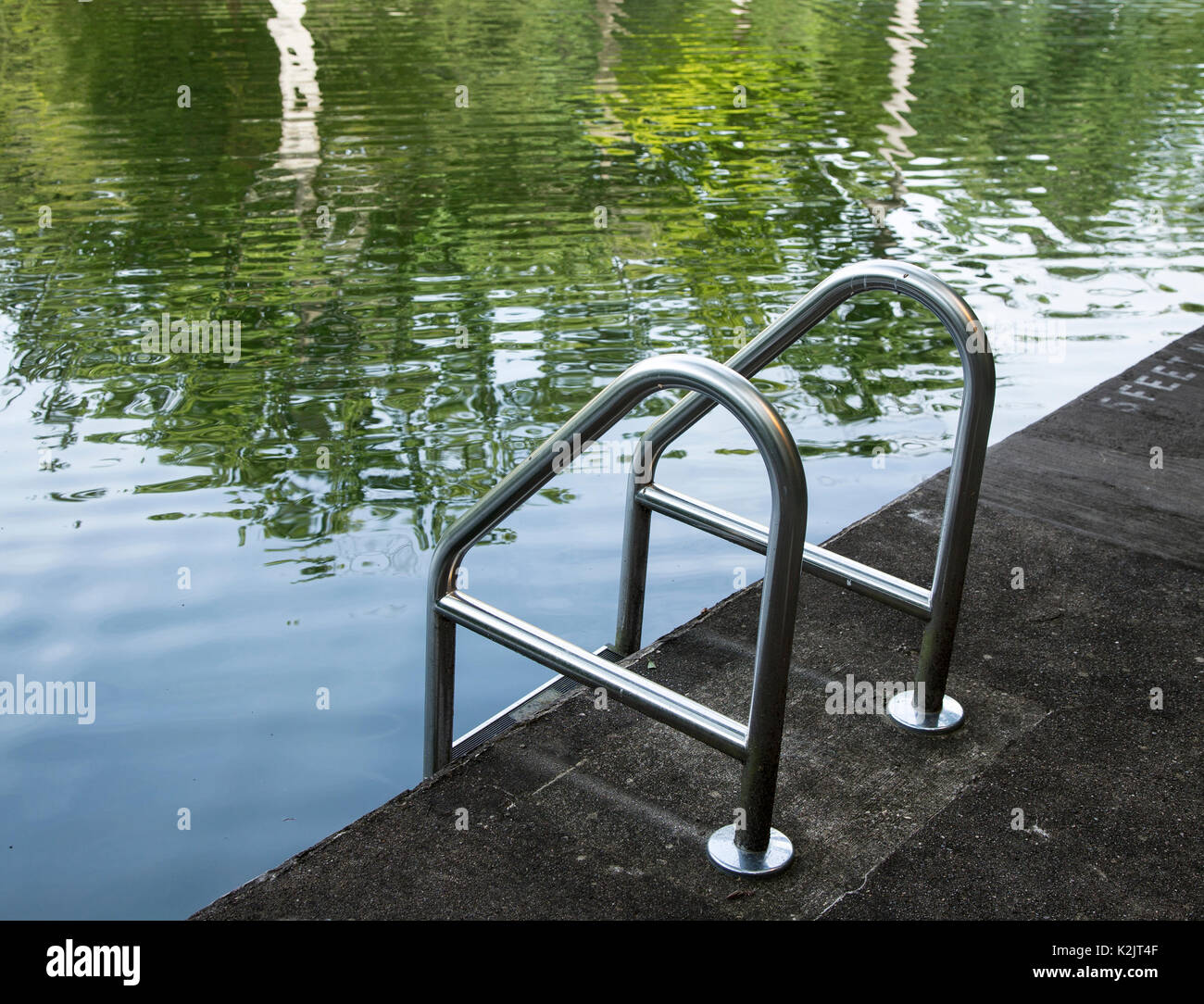 A ladder to get out of a pond Stock Photo - Alamy