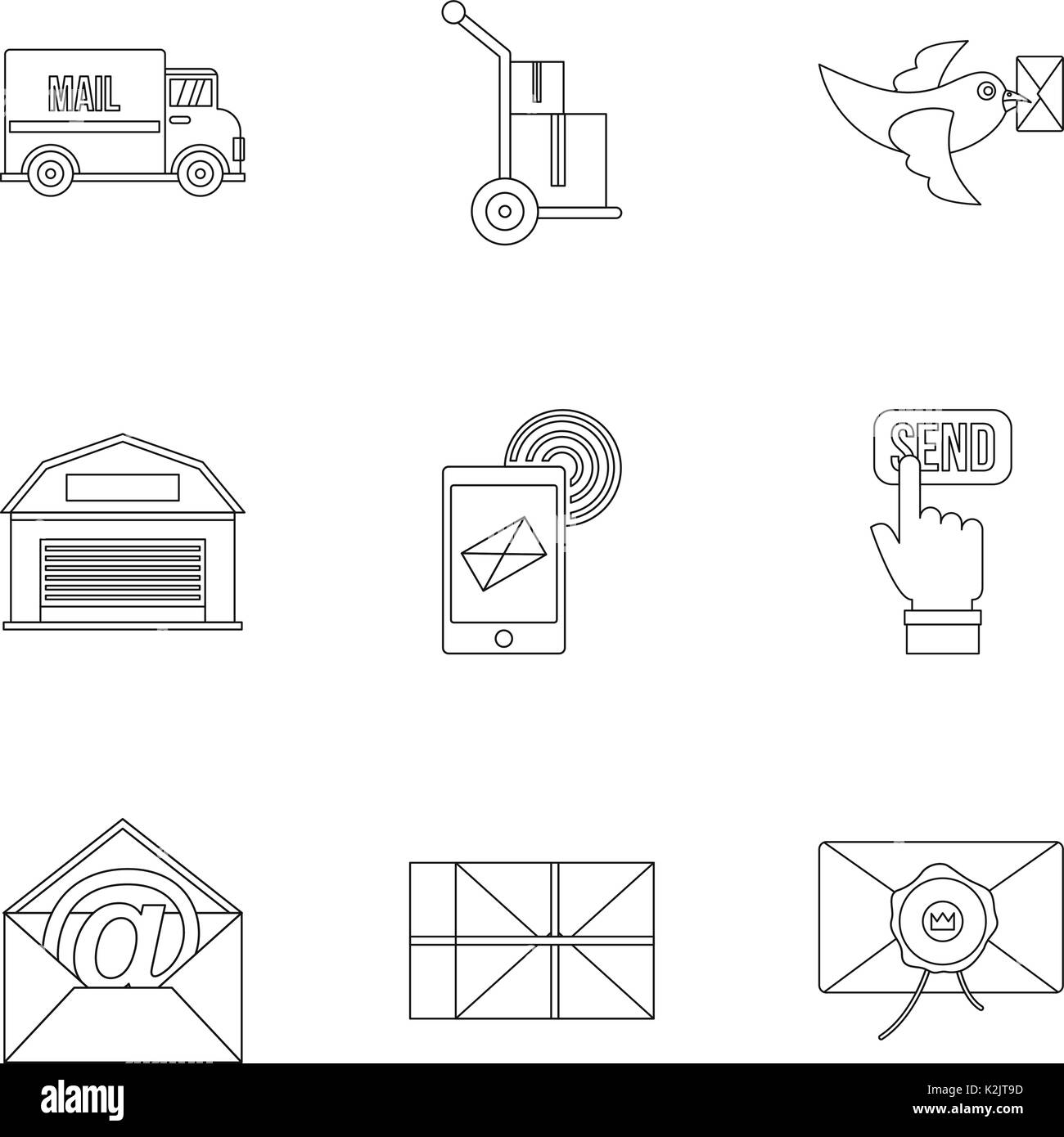 Mail delivery icons set, outline style Stock Vector Image & Art - Alamy