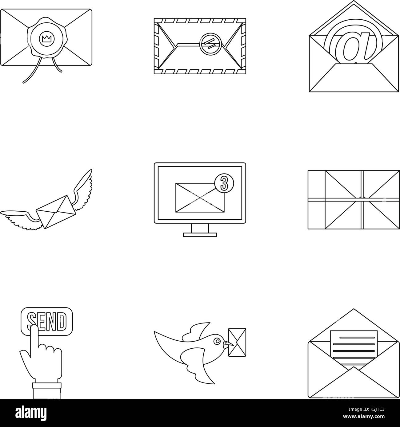 Email icons set, outline style Stock Vector Image & Art - Alamy