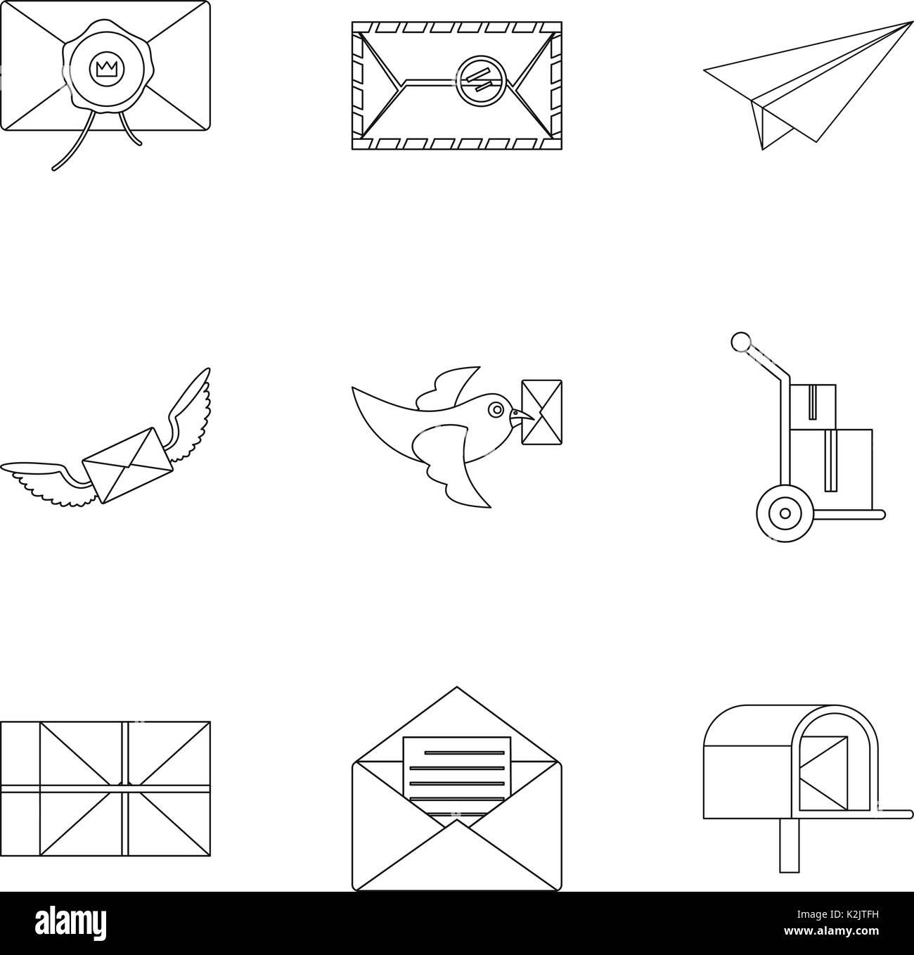Mail icons set, outline style Stock Vector Image & Art - Alamy