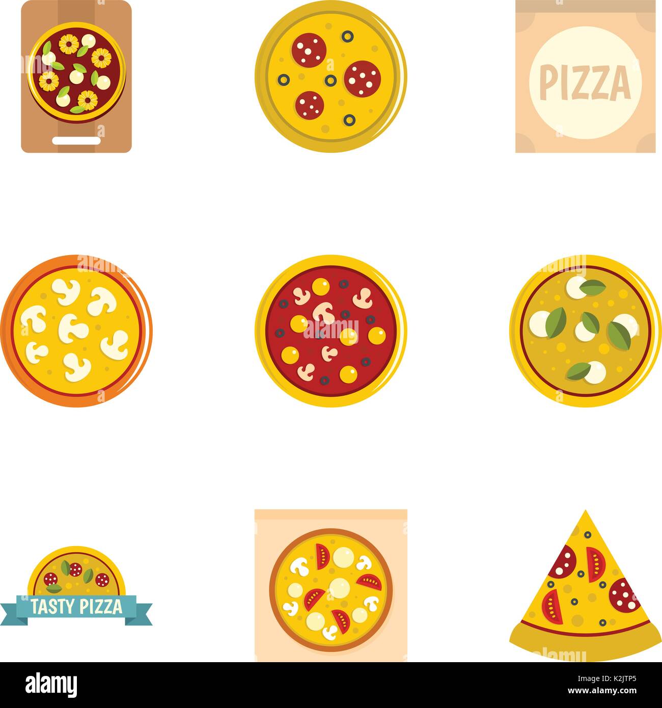 Pizza icons set, flat style Stock Vector Image & Art - Alamy