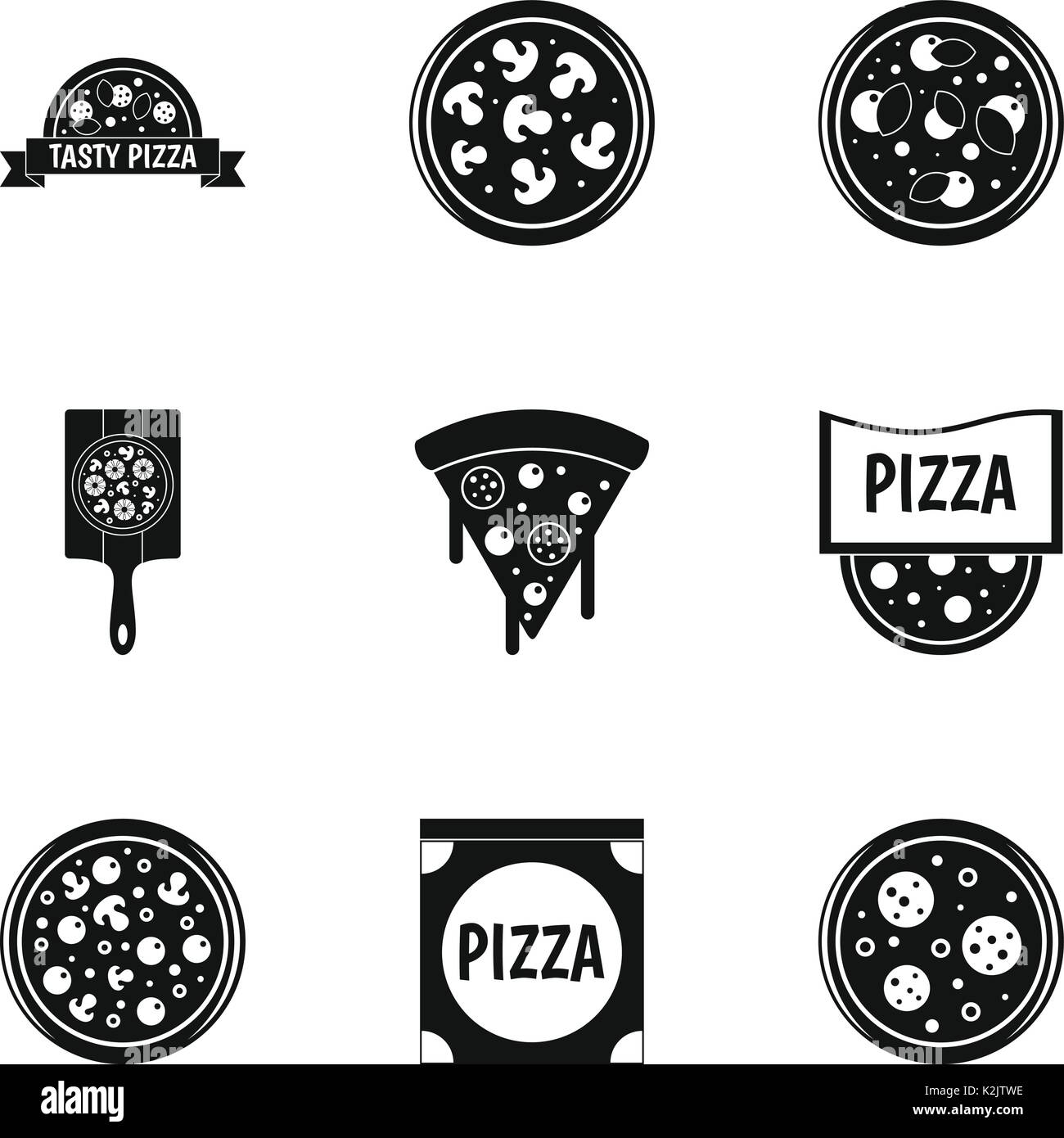 Delicious pizza icons set, simple style Stock Vector Image & Art - Alamy