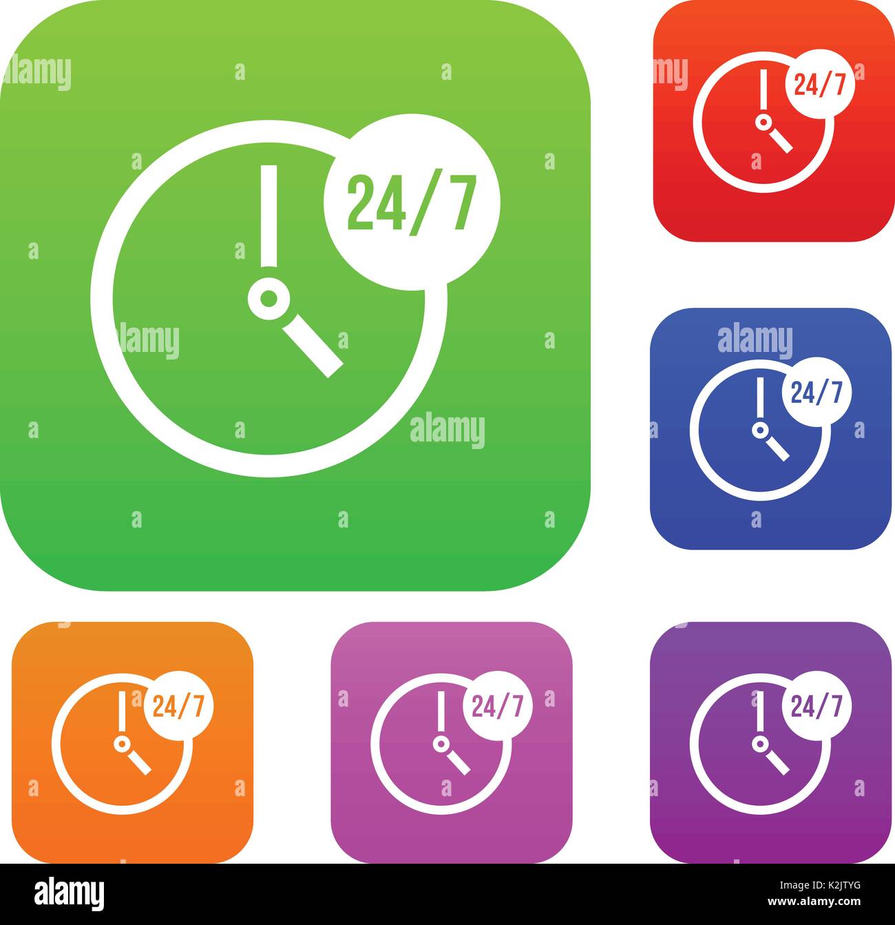 Clock 24 7 set collection Stock Vector Image & Art - Alamy