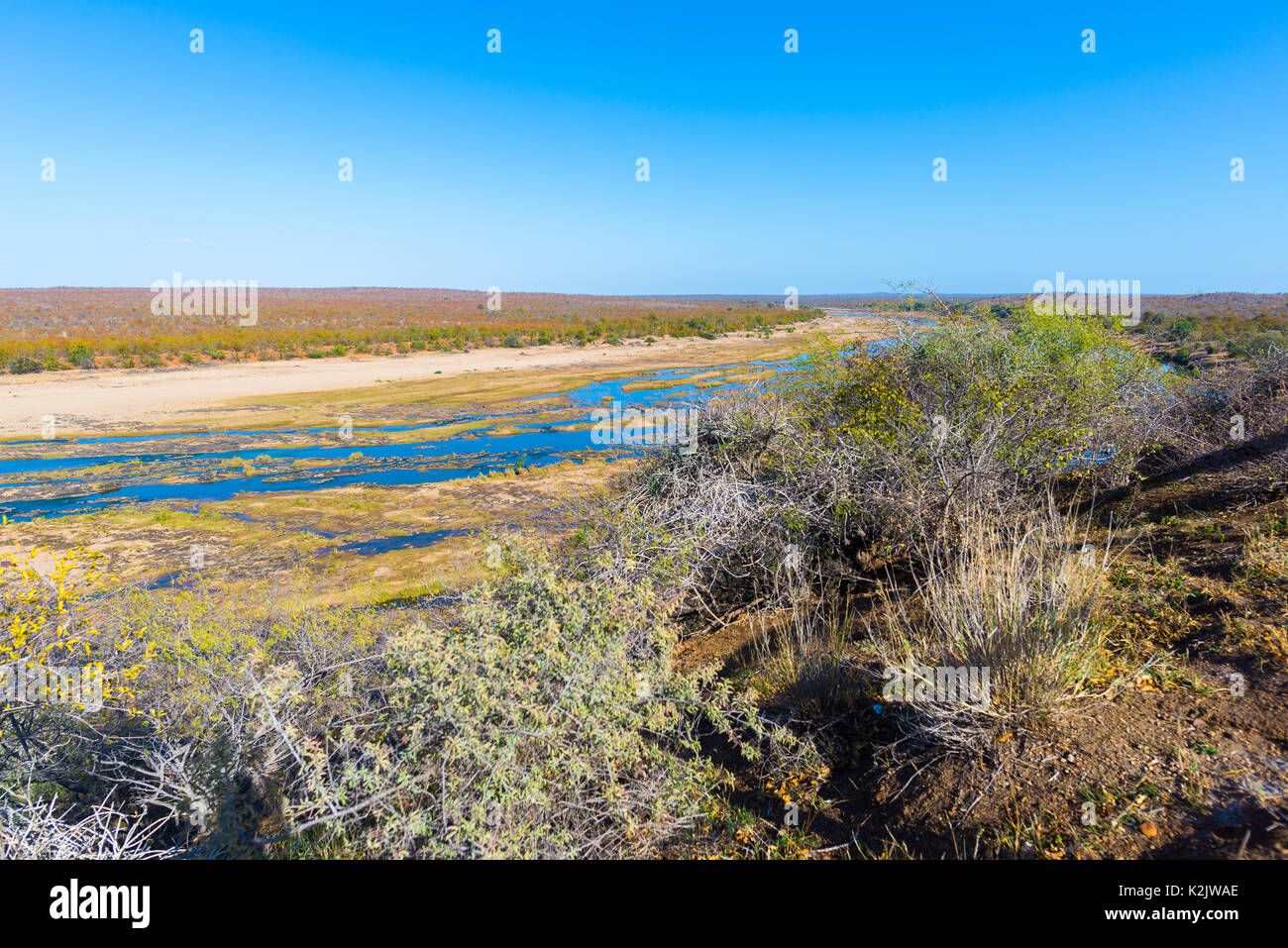 Olifants river, scenic and colorful landscape with wildlife in the ...