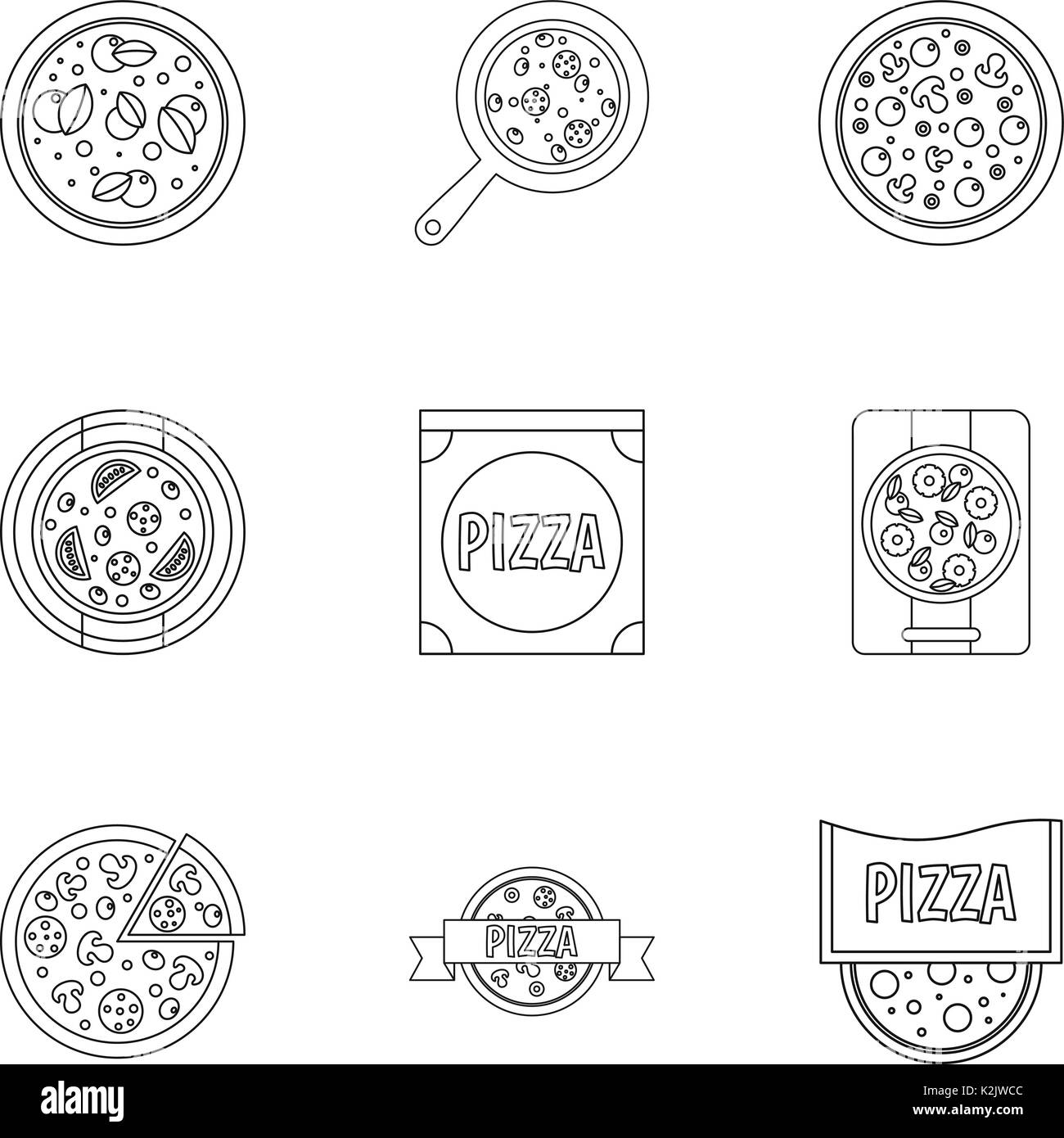 Pizza icons set, outline style Stock Vector Image & Art - Alamy