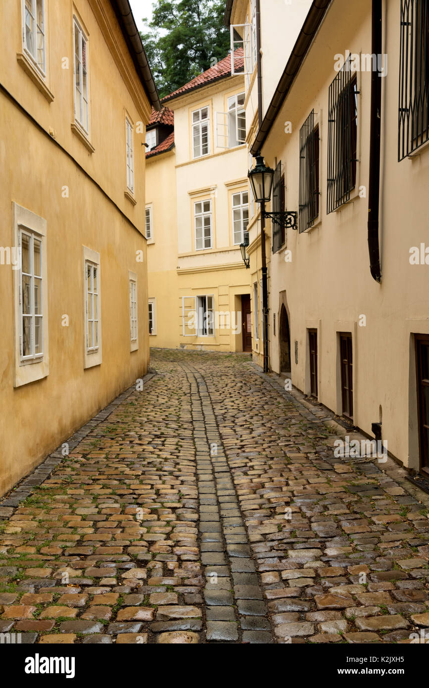 A cobbled street in central Prague Stock Photo - Alamy