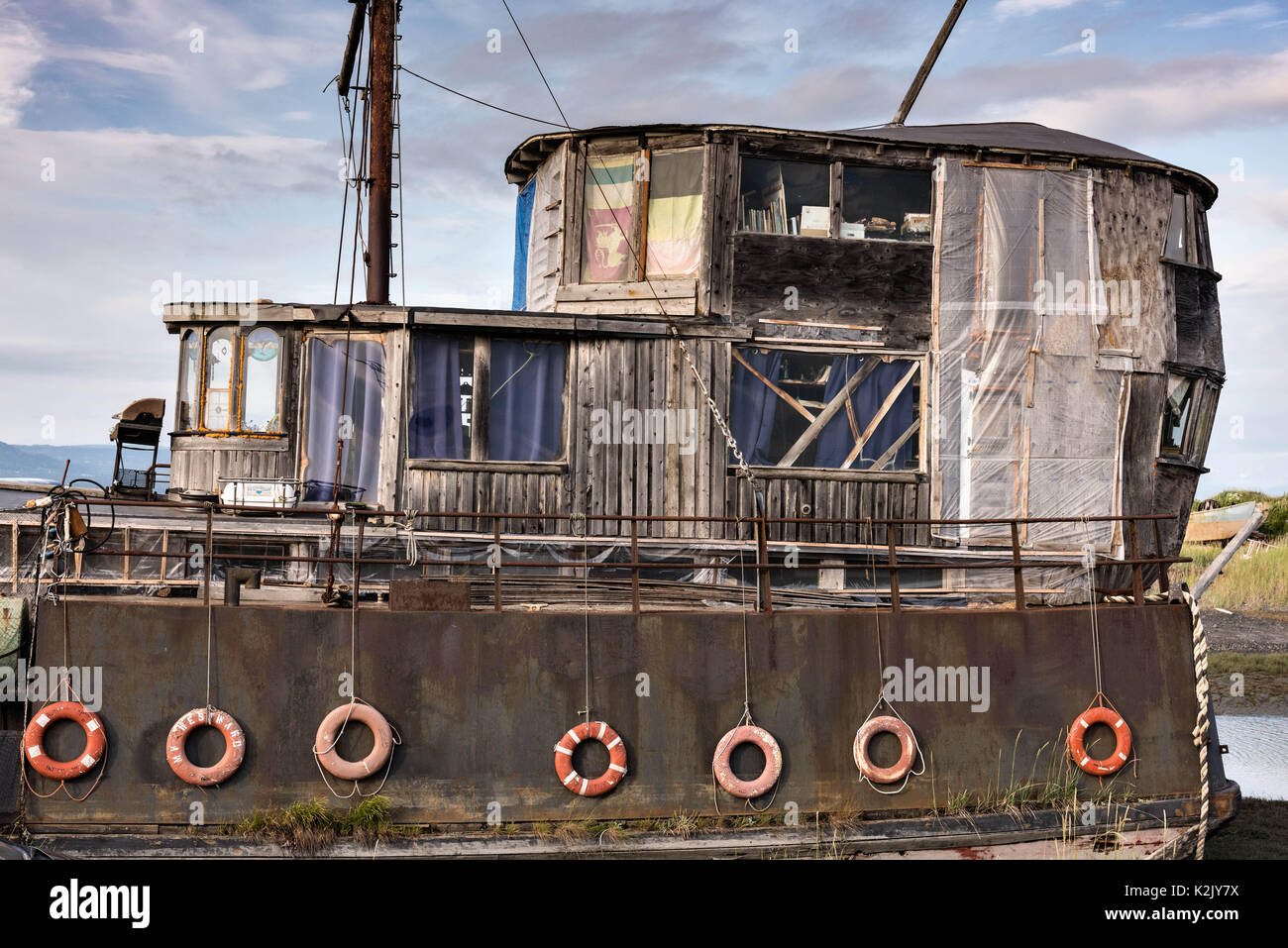An apocalyptic looking homemade house boat along the Homer Spit on ...