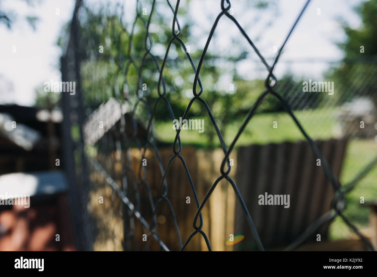 selective focus on outdoor chain link fence Stock Photo - Alamy