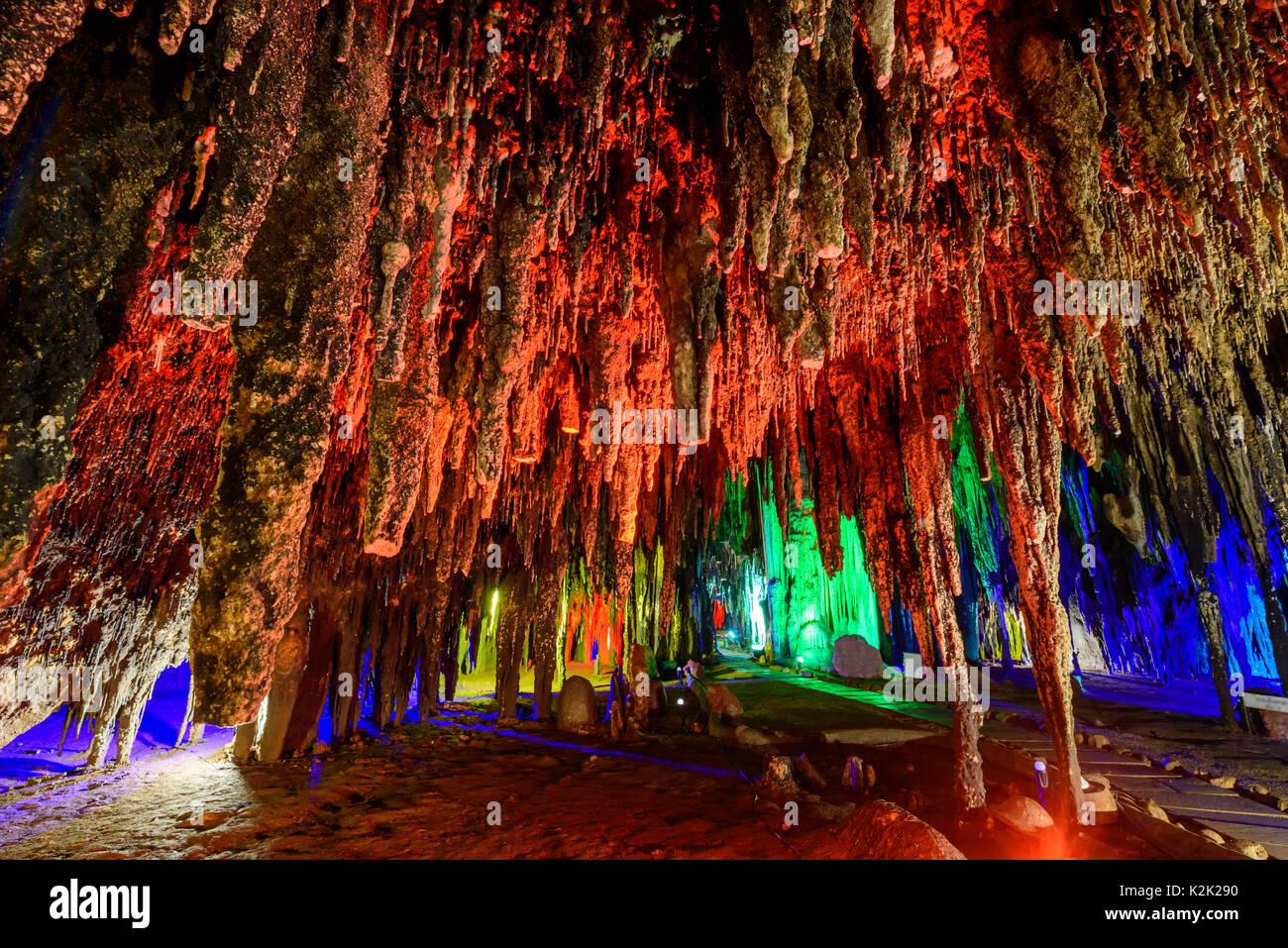 Stalactite stalactites color lighting hi-res stock photography and ...