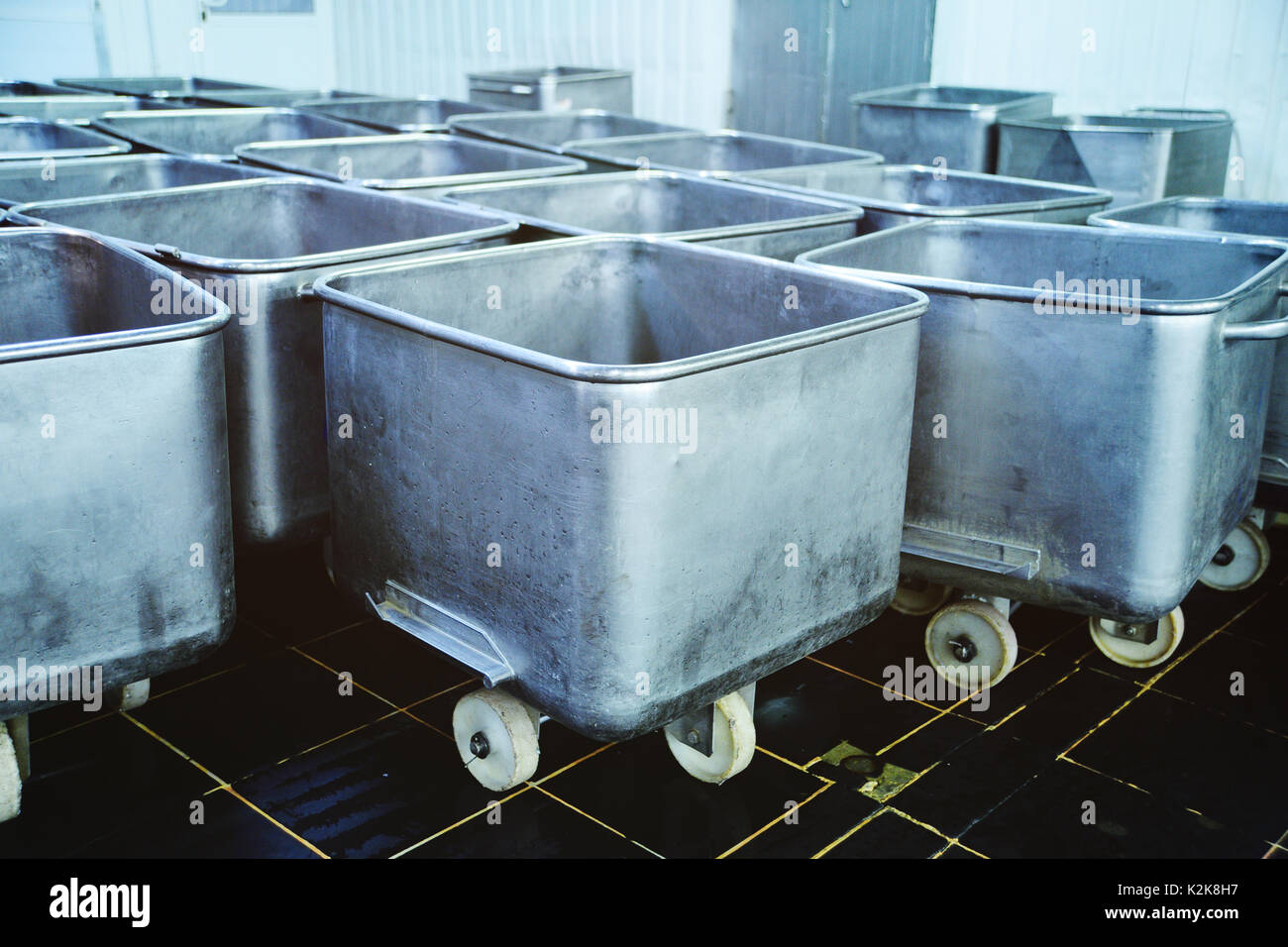 trolley for food at the meat factory Stock Photo - Alamy