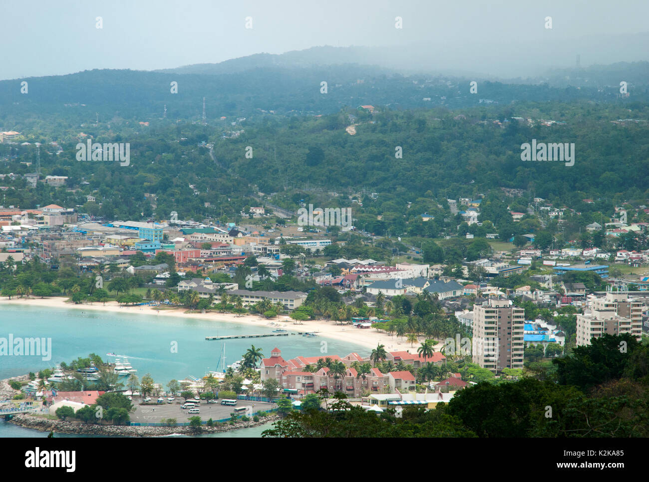 The aerial view of Ocho Rios, the resort town in Jamaica Stock Photo ...