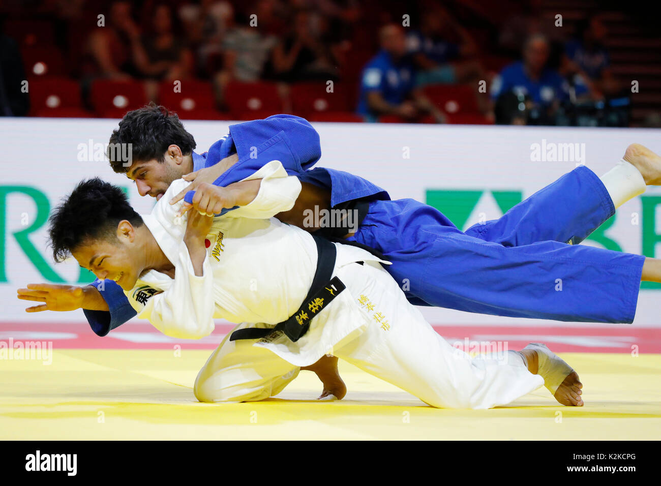 Budapest, Hungary. 30th Aug, 2017. (L-R) Soichi Hashimo (JPN), Lasha Shavdatuashvili (GEO) Judo ...