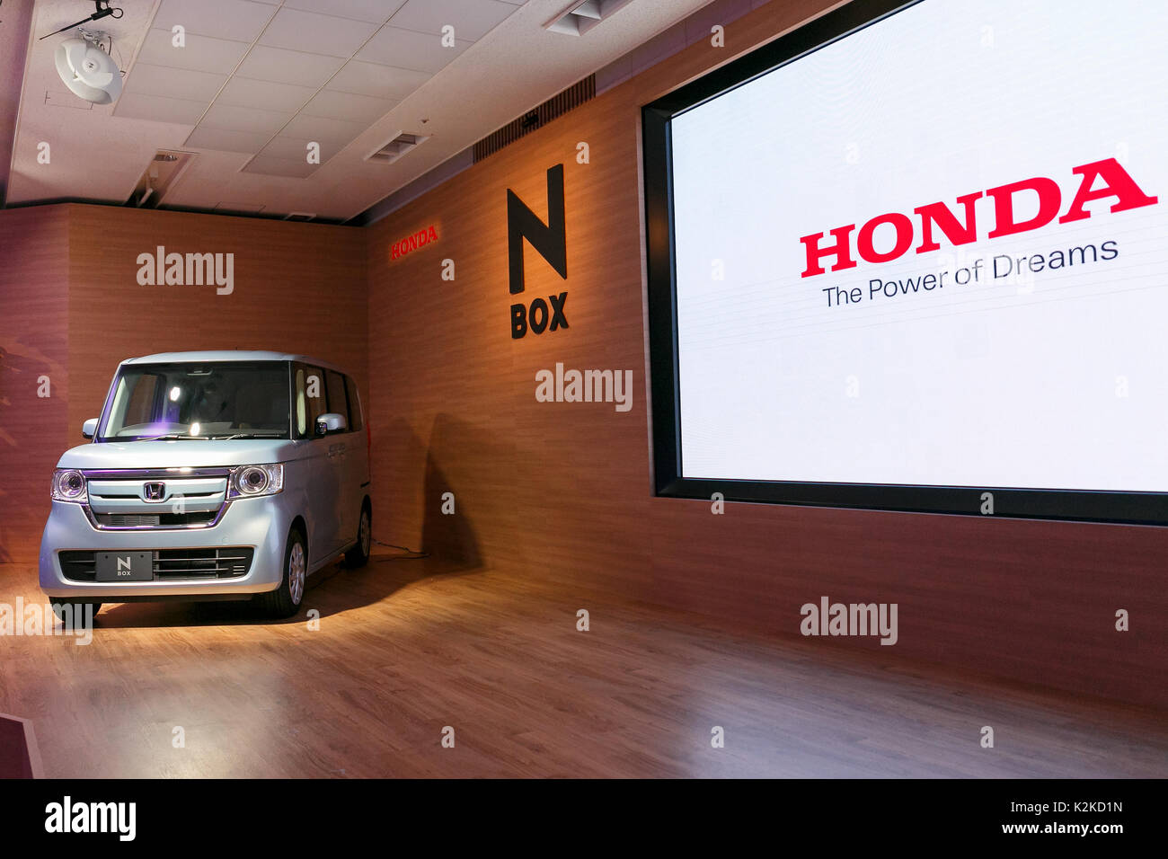 Tokyo, Japan. 31st Aug, 2017. The new N-BOX mini-vehicle on display at ...