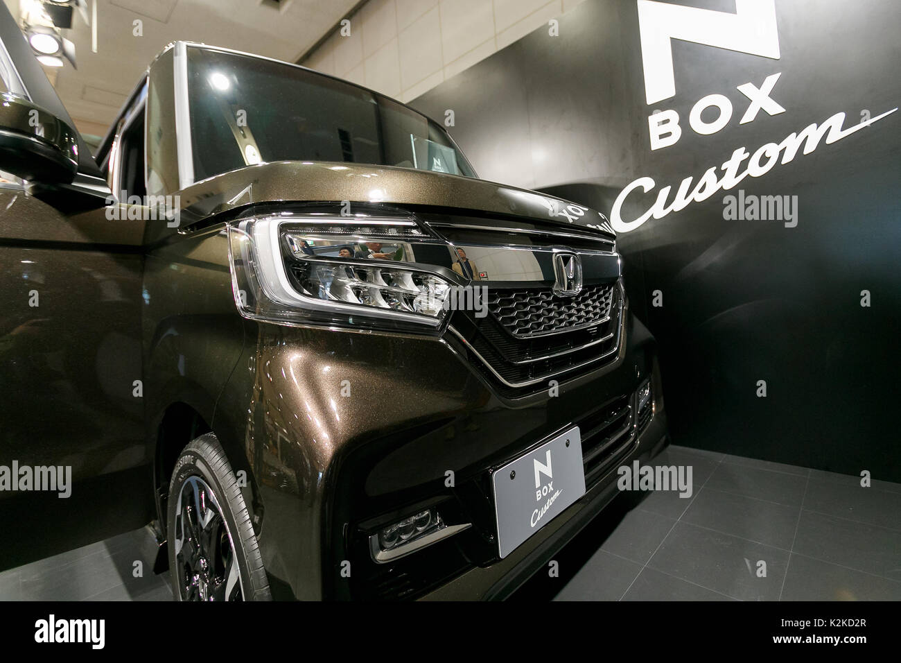 Tokyo, Japan. 31st Aug, 2017. The new N-BOX Custom mini-vehicle on ...