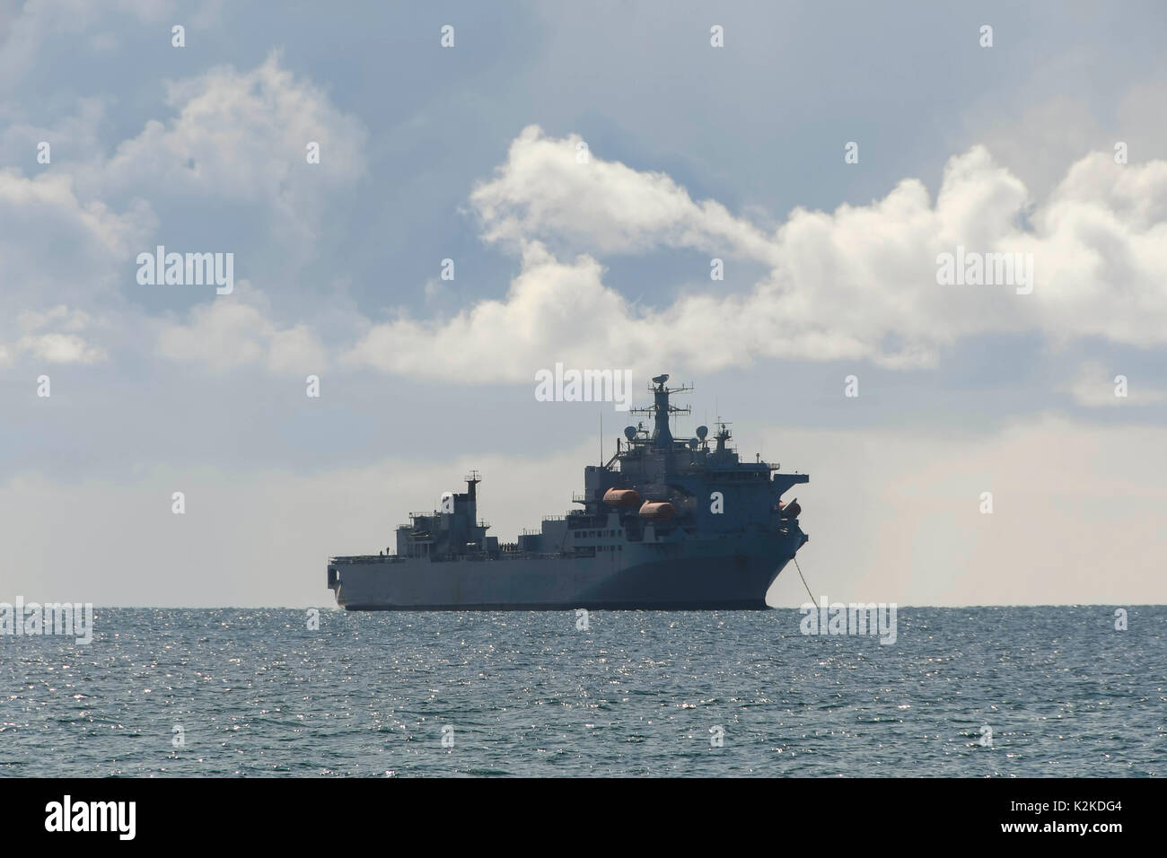 Bournemouth, Dorset, UK. 31st August 2017. UK Weather. A naval ship HMS ...