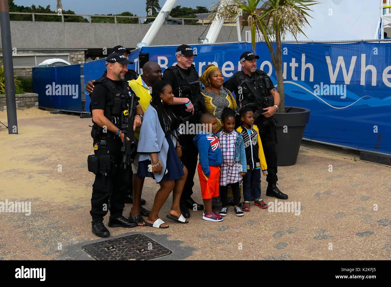 Bournemouth, Dorset, UK. 31st Aug, 2017. Armed Police officers having ...