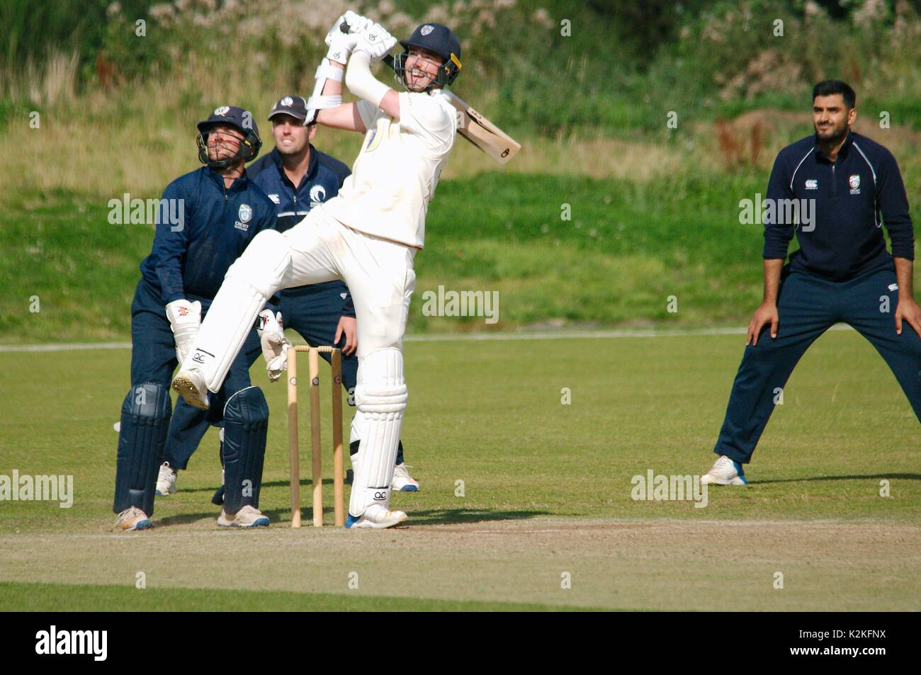 Cricketer hitting six uk hi-res stock photography and images - Alamy