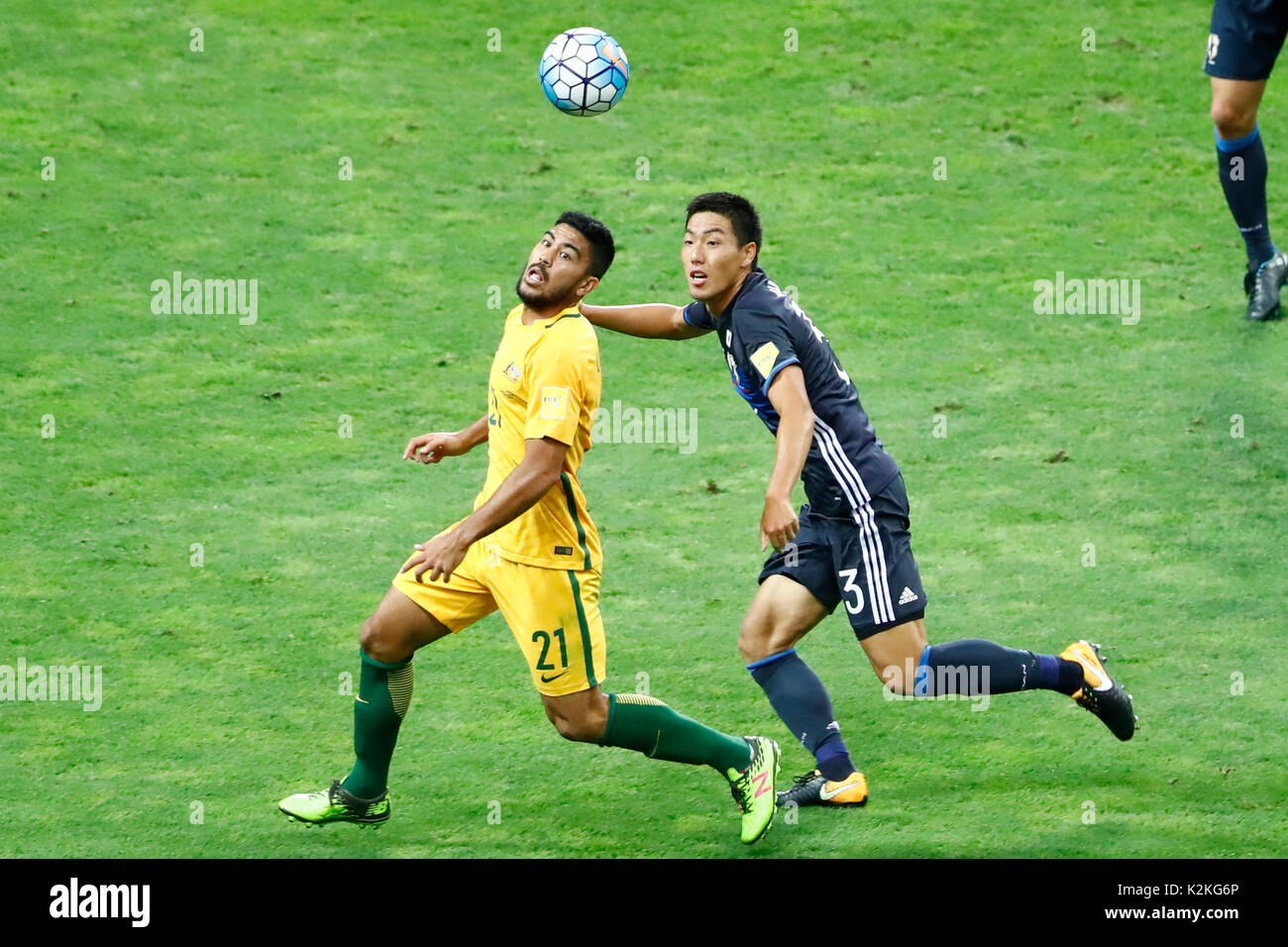 Saitama, Japan. 31st Aug, 2017. (L-R) Massimo Luongo (AUS), Gen Shoji ...
