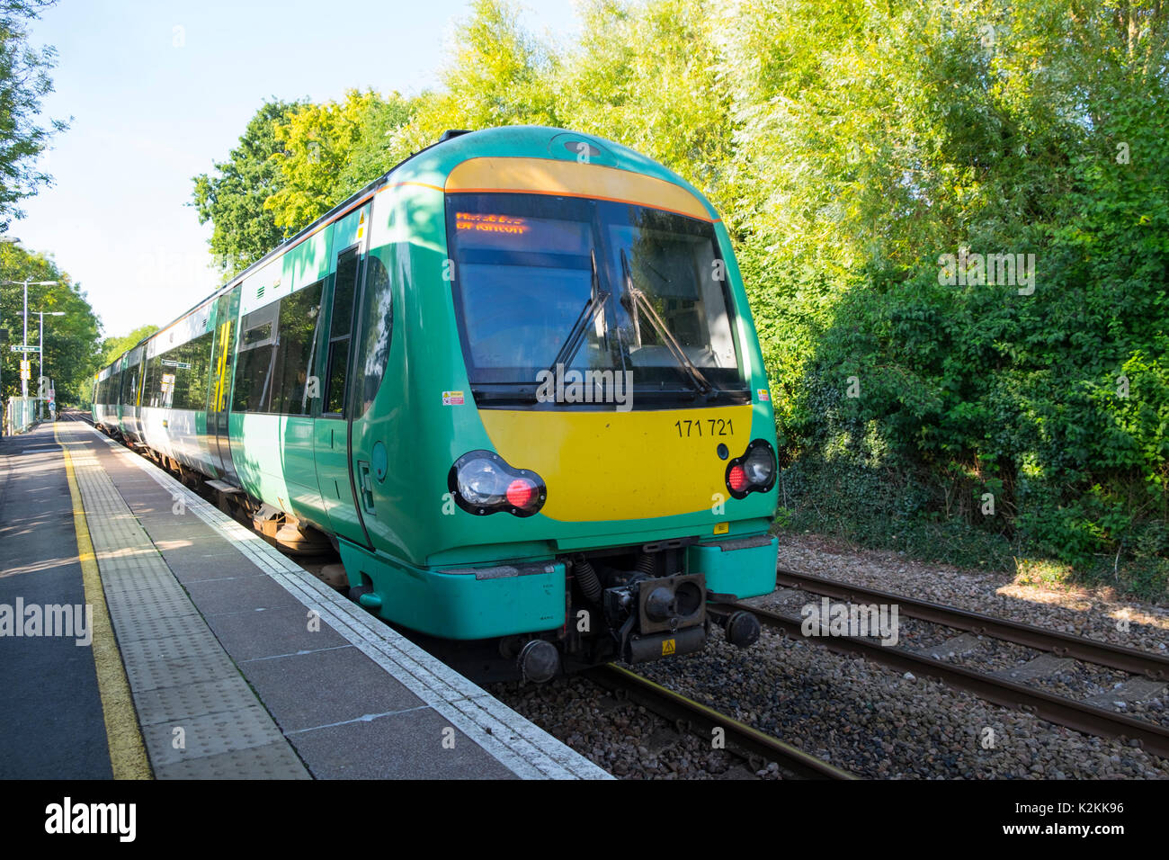 Southern Railways train departing Ham Street station Kent UK Stock ...