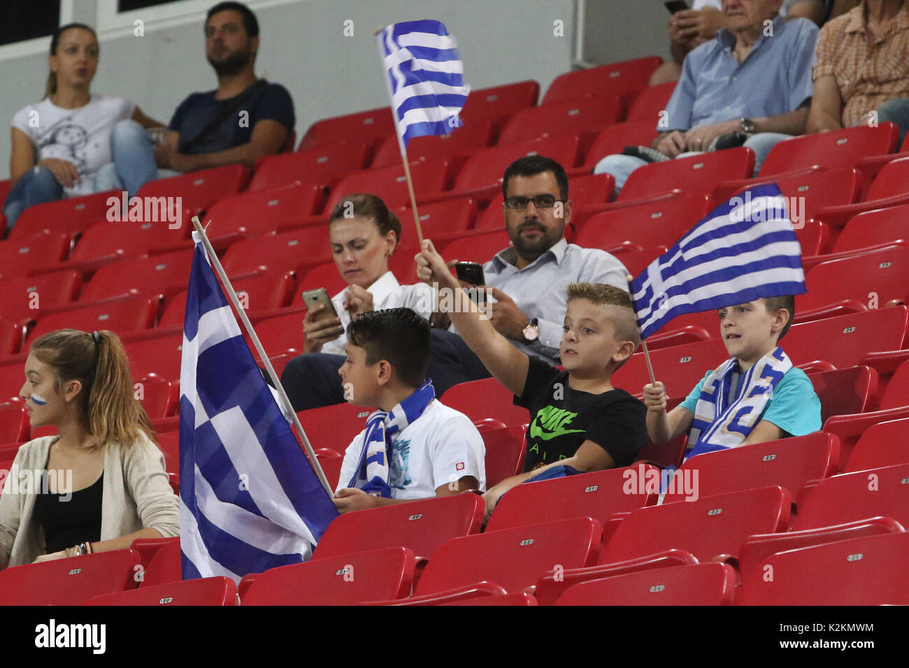 Piraeus, Greece. 31st Aug, 2017. Greece fans seen before the start of ...