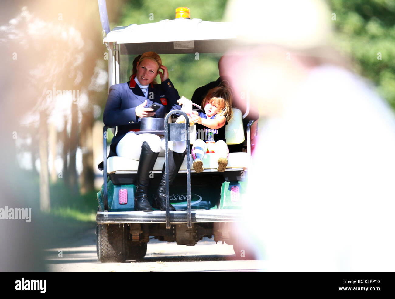 Stamford, UK. 01st Sep, 2017. Mia Tindall with her mother Zara Tindall ...