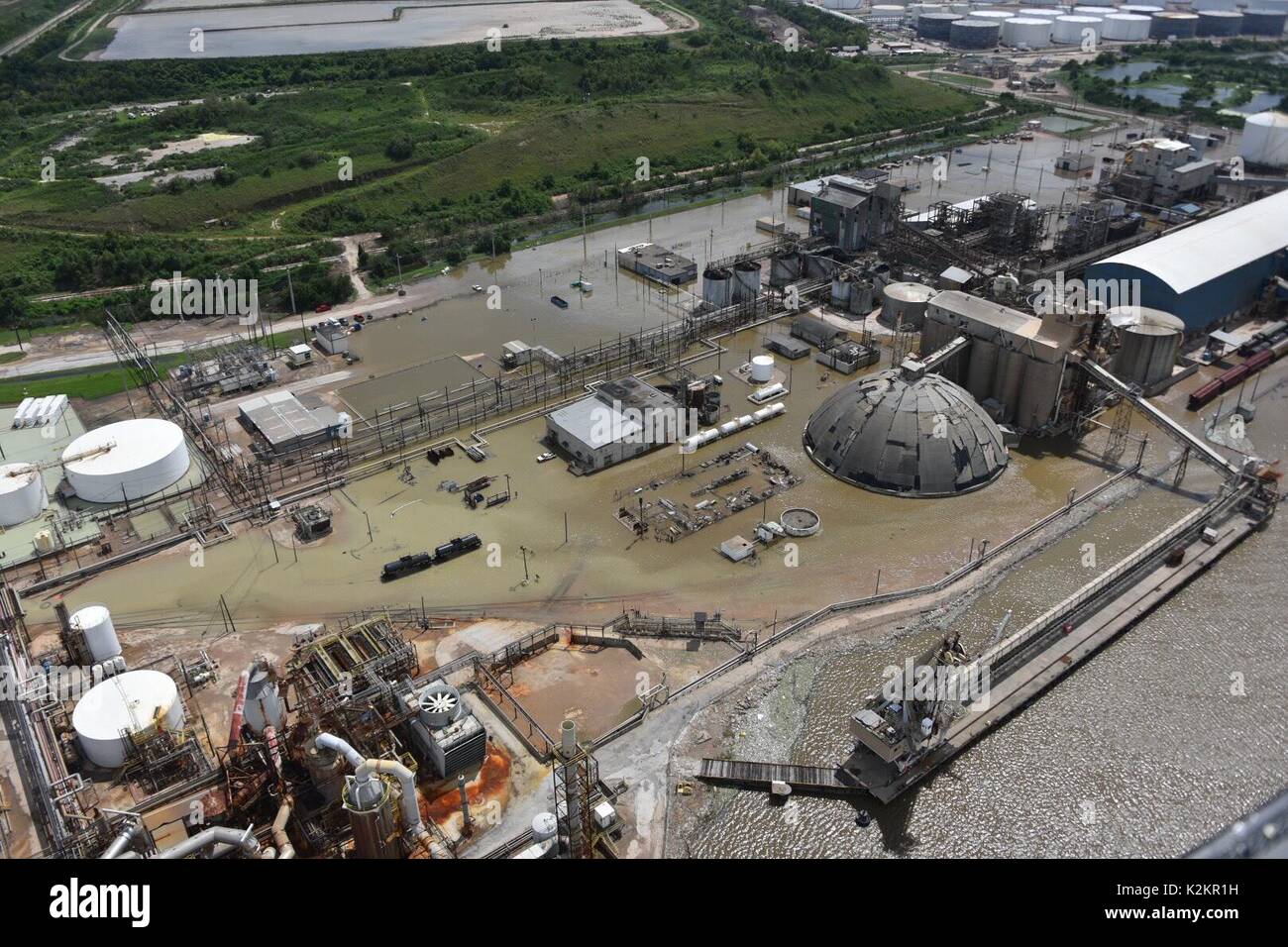 Houston, United States. 31st Aug, 2017. Aerial view of a chemical ...
