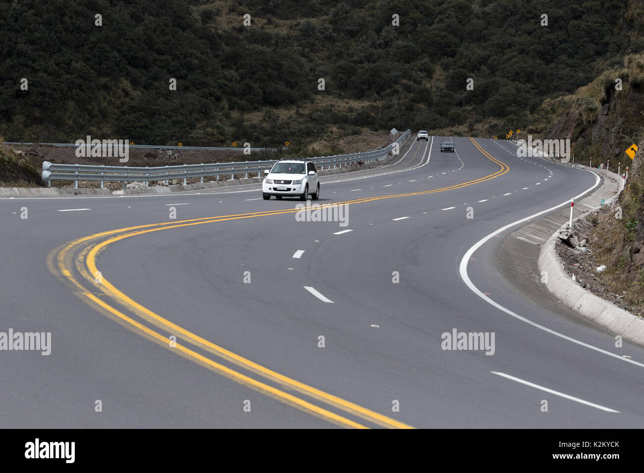 June 2, 2017 Quito, Ecuador: multi lane highway in the Andes of Ecuador ...