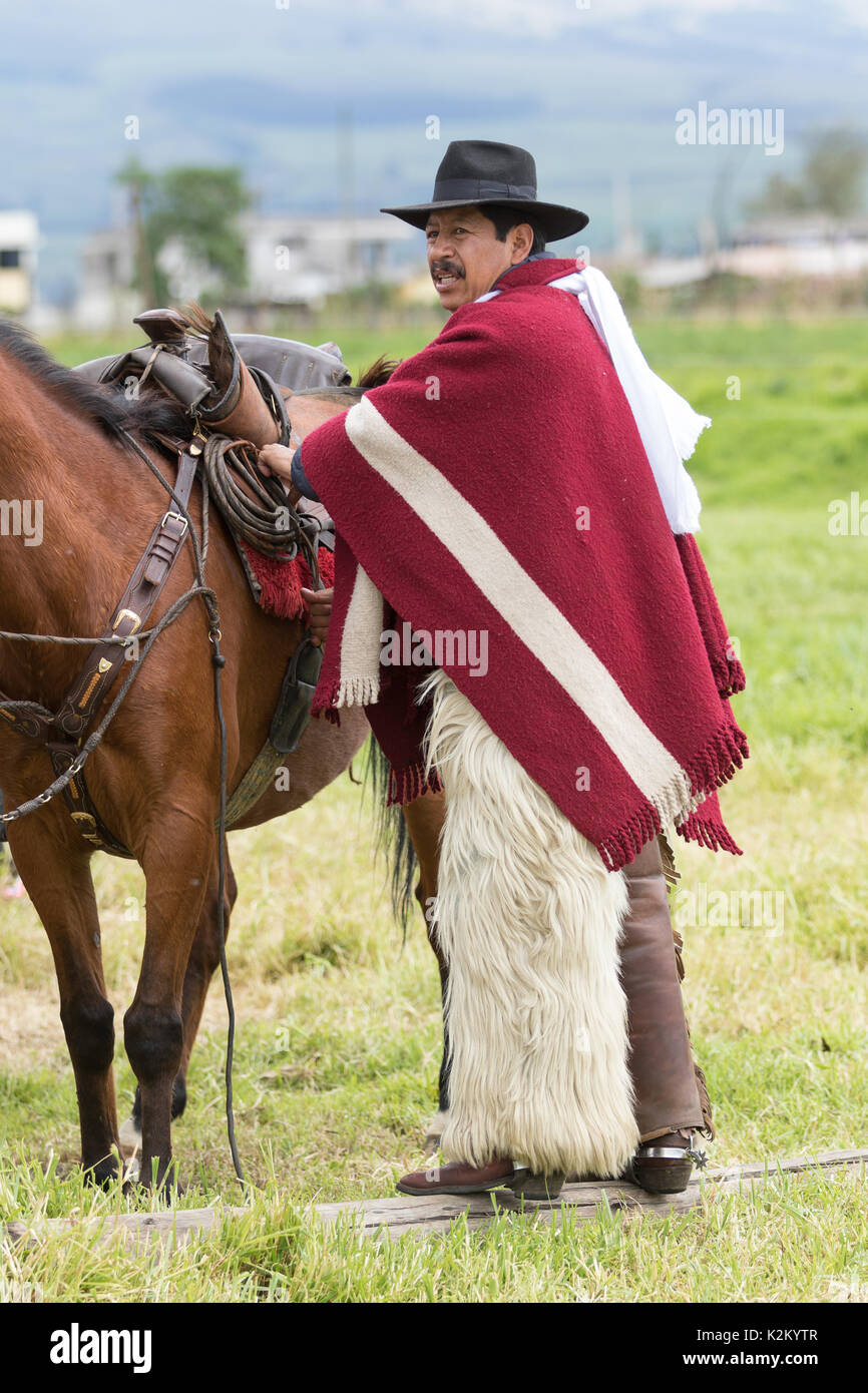 June 3, 2017 Machachi, Ecuador: cowboy from the andes called 'chagra ...
