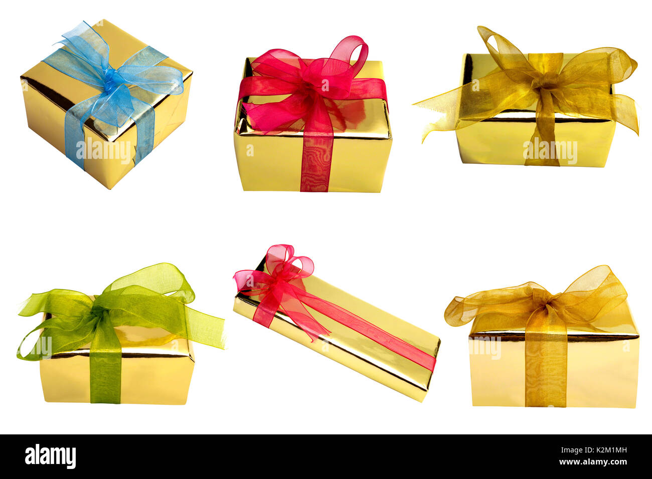 Shiny gift boxes golden Cut Out Stock Images & Pictures - Alamy