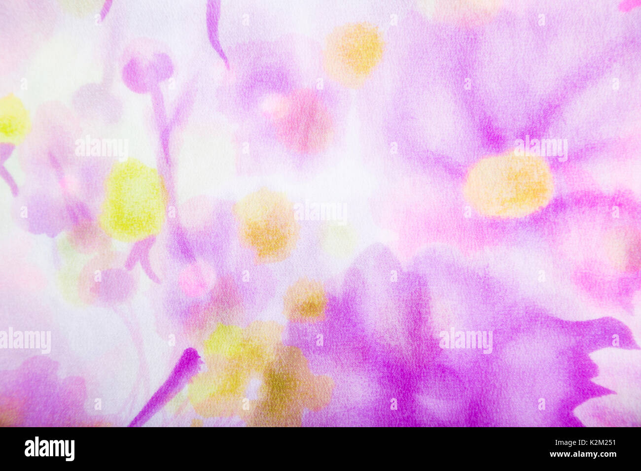 Beautiful polyester fabric with floral pattern of purple and yellow ...