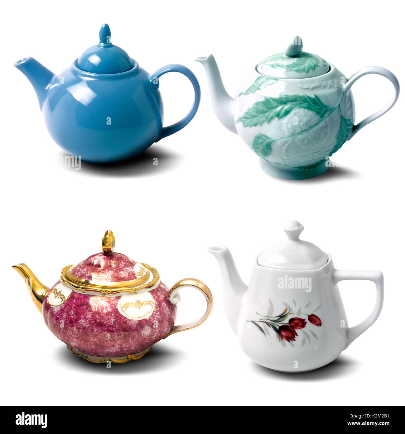 close up shot of teapots on white background Stock Photo - Alamy
