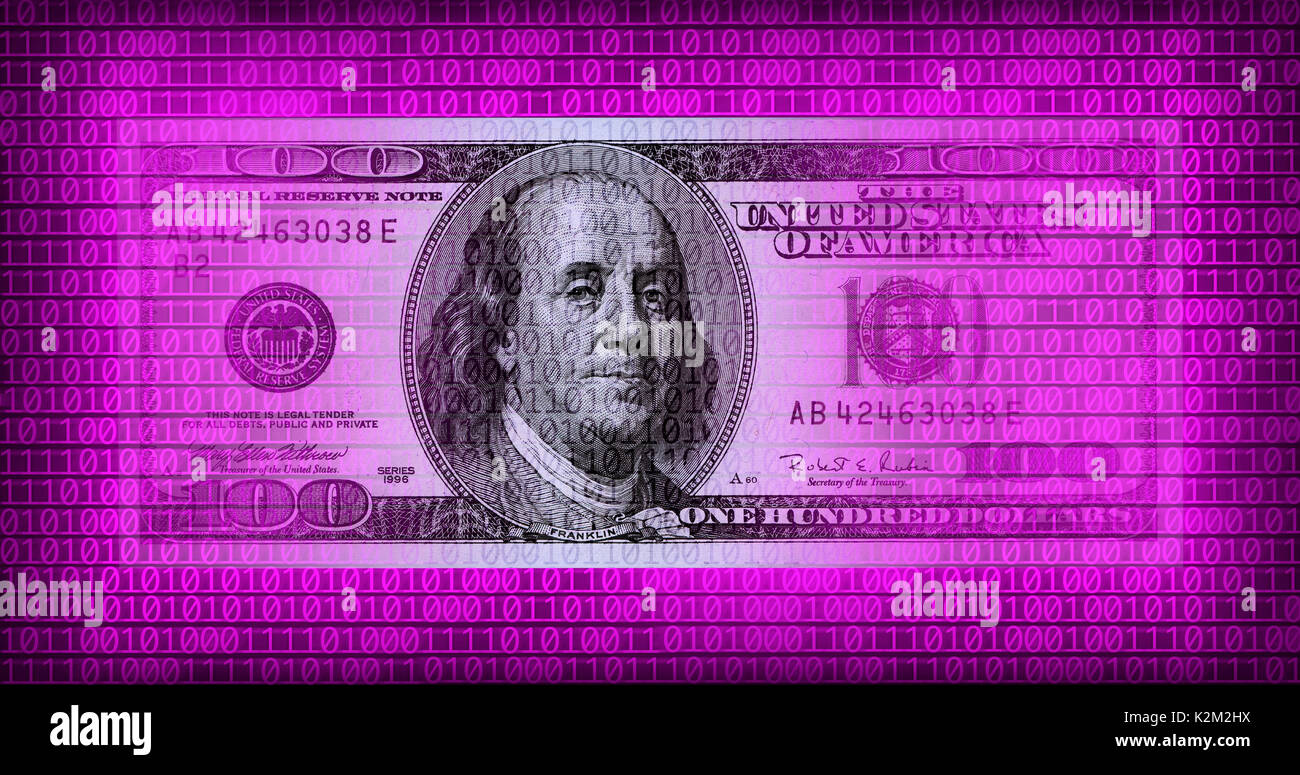 close up shot of dollar bill on binary code background Stock Photo - Alamy