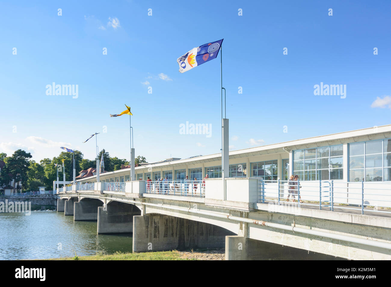 river Vah (Waag), Kolonadovy most bridge (Colonnade Bridge), Piestany ...
