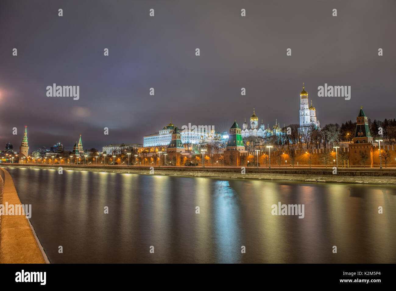 Stunning night view of Kremlin in the winter, Moscow, Russia Stock ...