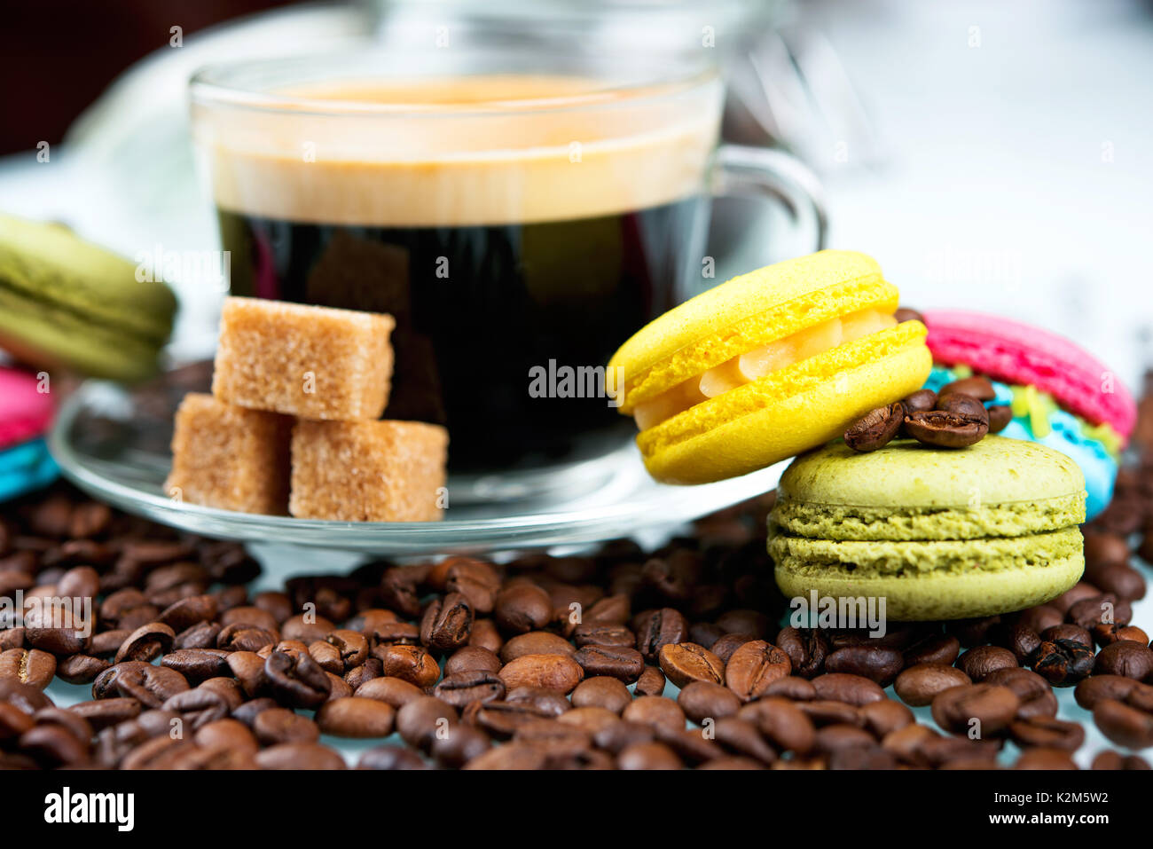 macarons with coffee Stock Photo - Alamy