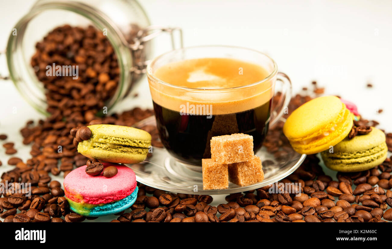 macarons with coffee Stock Photo - Alamy