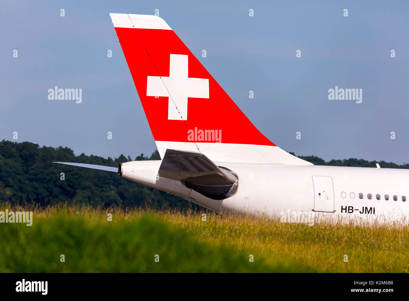 Zurich Airport, ZRH. Airplane Airbus A340, Swiss, Aircraft registration ...