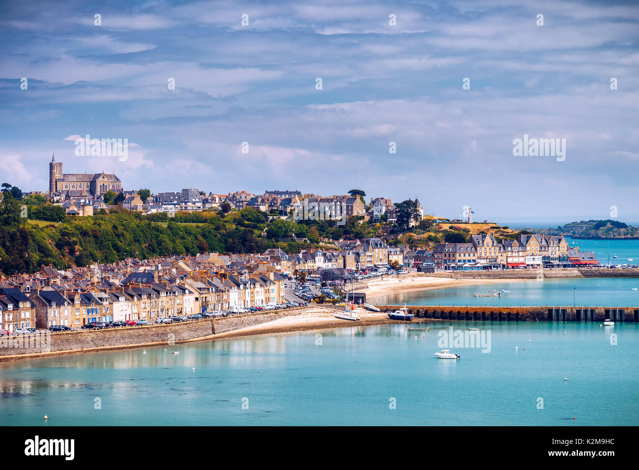 Panoramic view of Cancale, located on the coast of the Atlantic Ocean ...