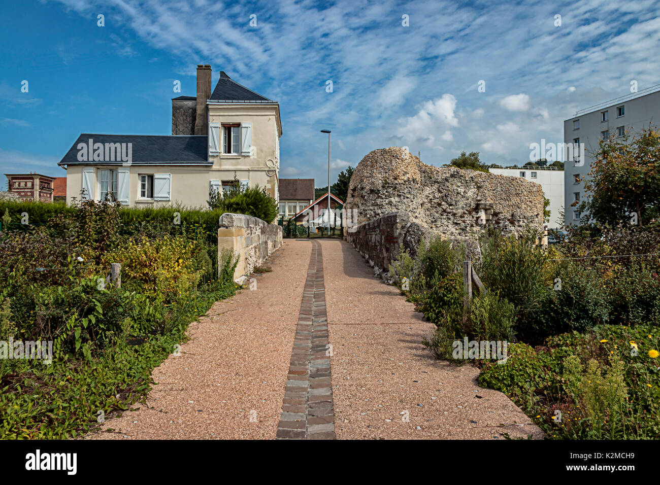 Footpath Leading Past The Old 14th Century Wall Remains In Harfleur ...