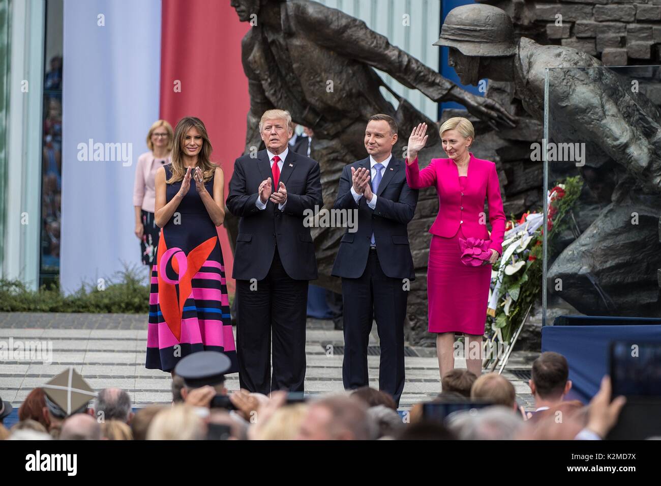 U.S. First Lady Melania Trump, left, President Donald Trump, Polish ...
