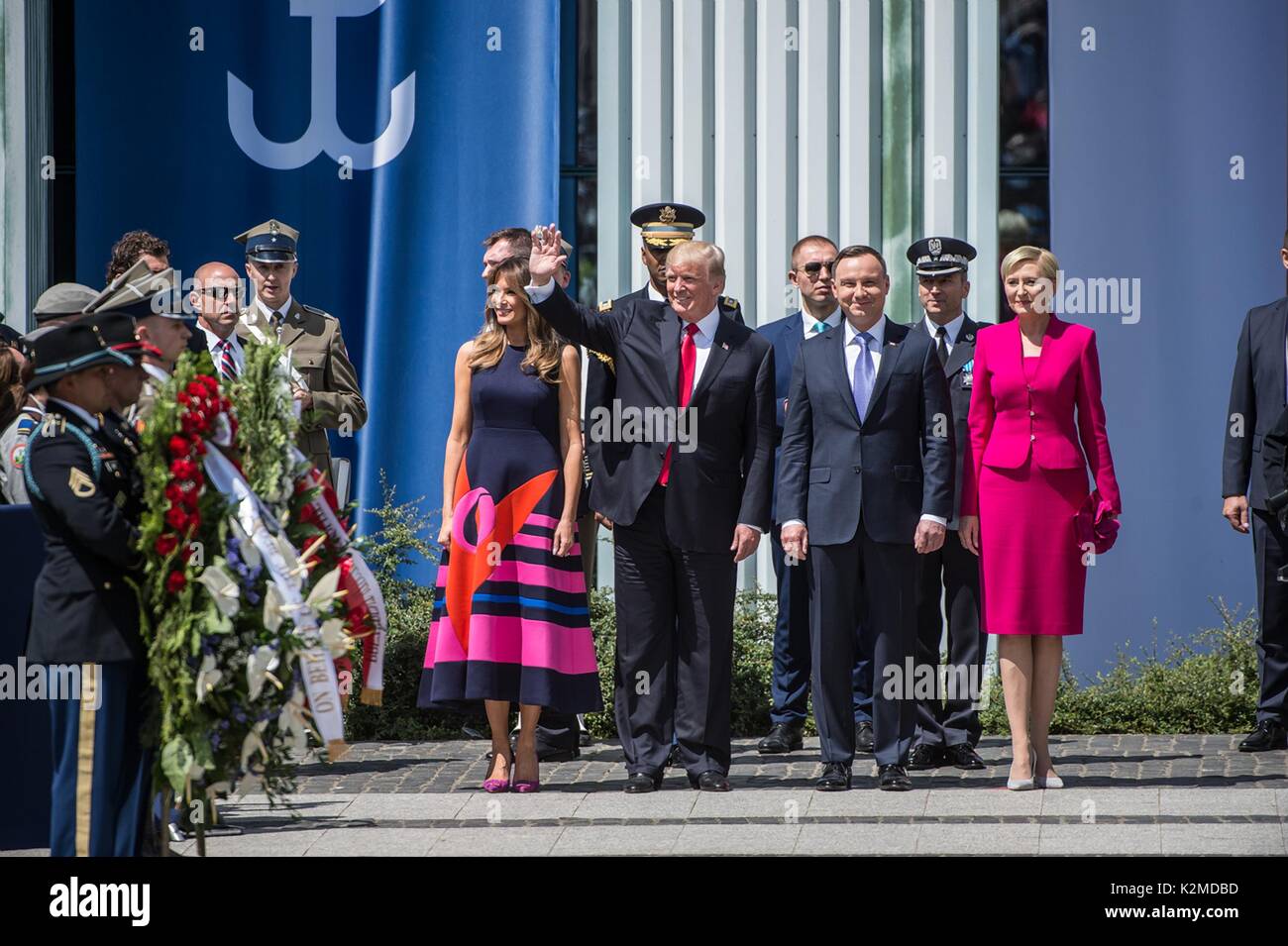 U.S. President Donald Trump, First Lady Melania Trump, left, Polish ...
