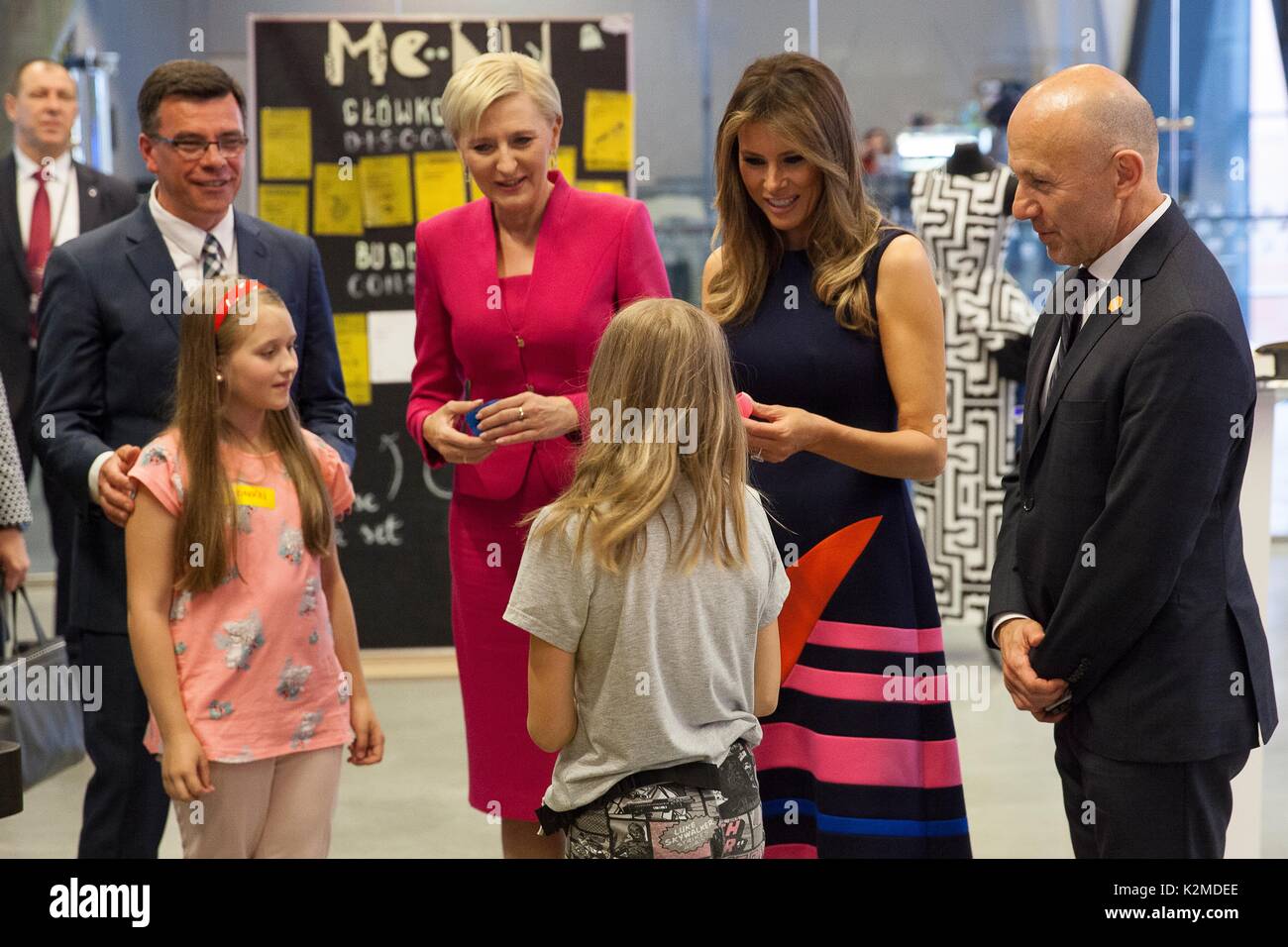 U.S. First Lady Melania Trump, right, and Polish First Lady Agata ...