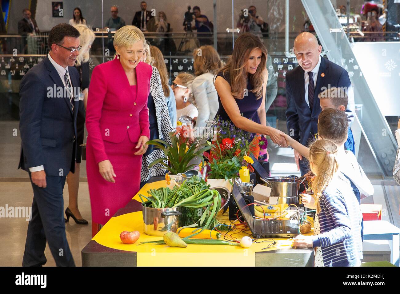 U.S. First Lady Melania Trump, right, and Polish First Lady Agata ...