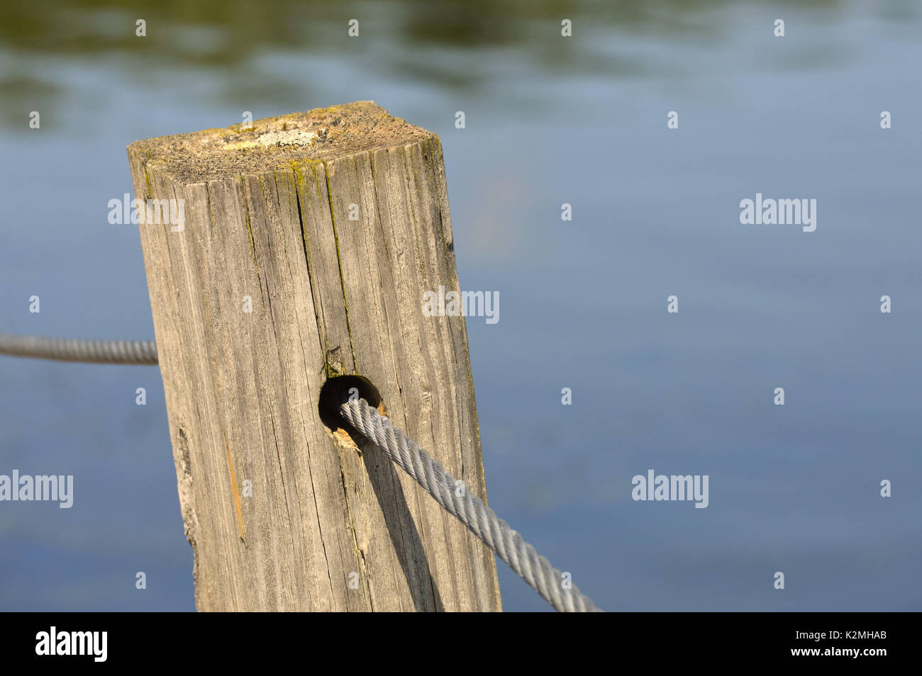 Wooden post in the wetland Stock Photo - Alamy