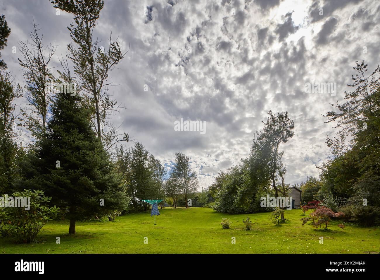 Bright grey skies and washing line in Yorkshire Dales. Nidderdale ...