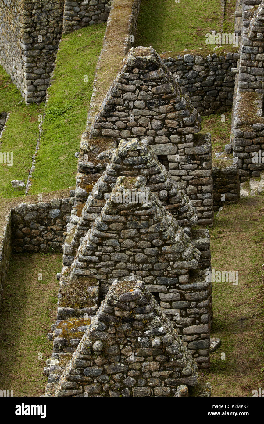 Historic ruins of Inca city at Winay Wayna, on the Inca Trail to Machu ...