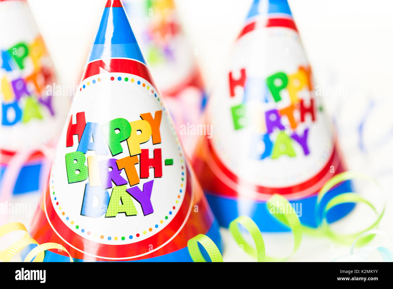 Colorful party hats for kids Birthday Party Stock Photo - Alamy