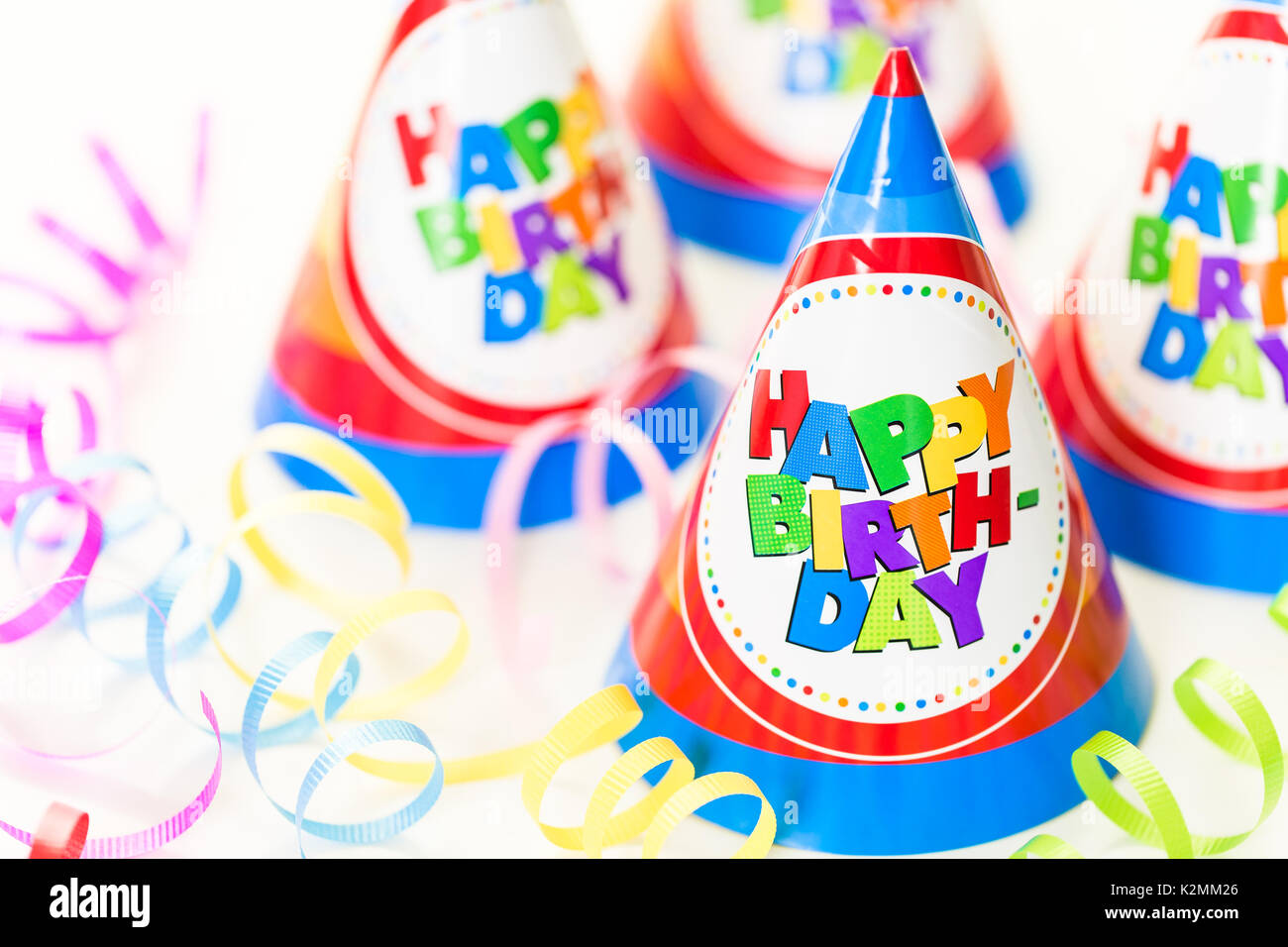 Colorful party hats for kids Birthday Party Stock Photo - Alamy