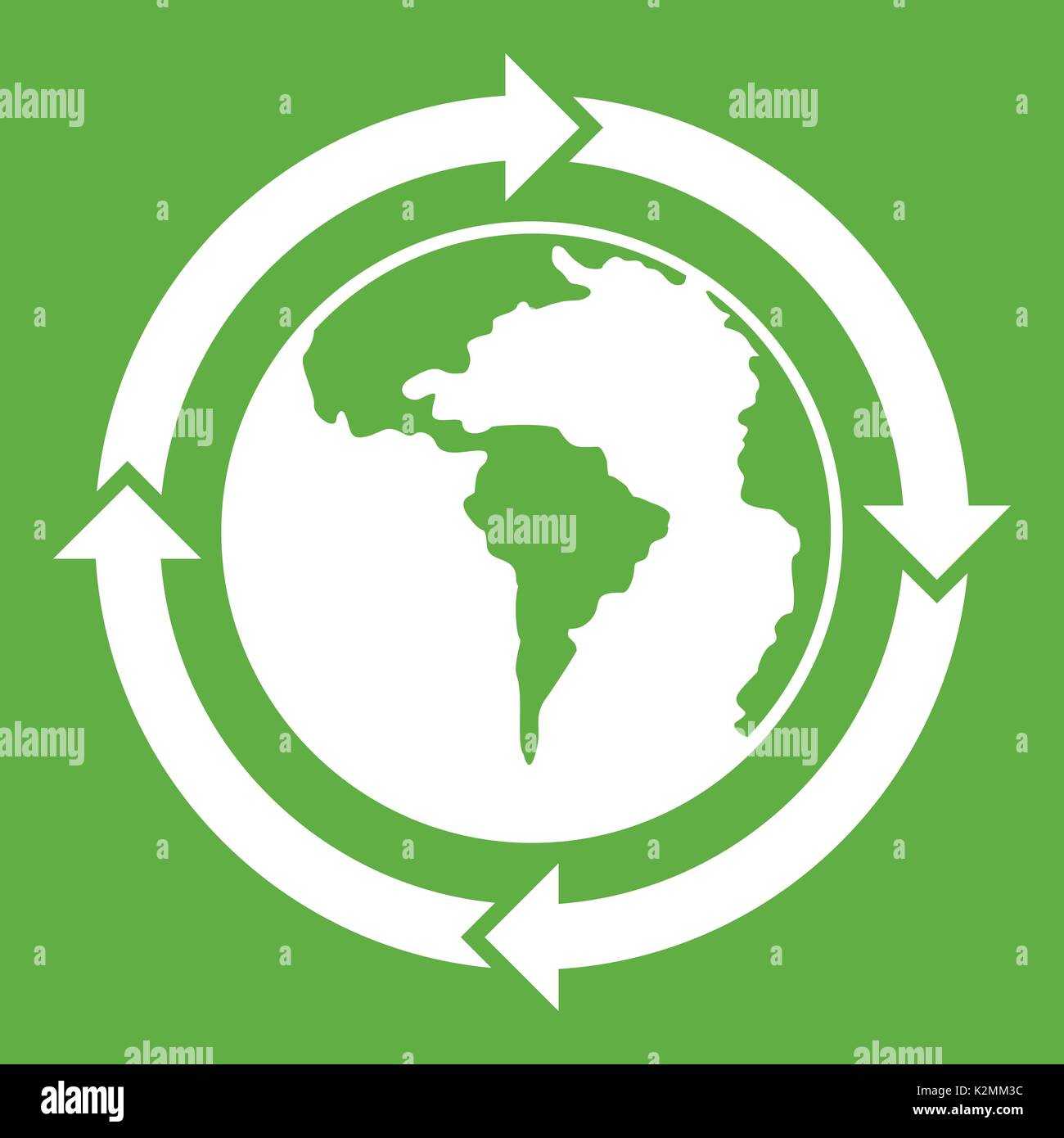 Round arrows around world planet icon green Stock Vector Image & Art ...
